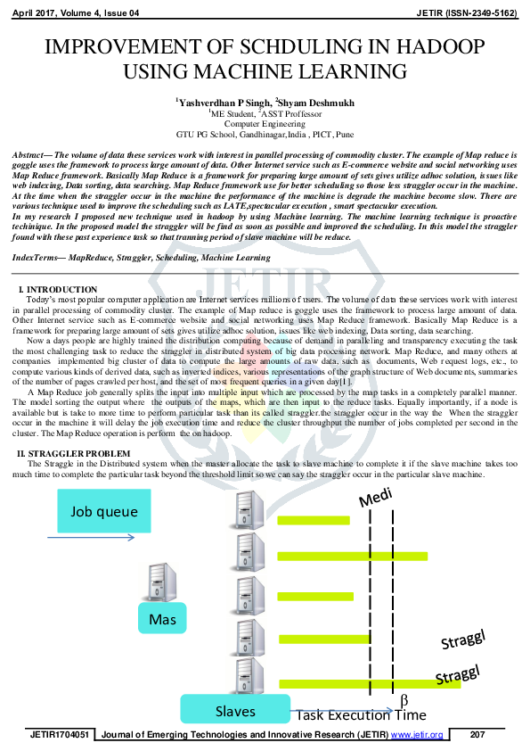 (PDF) Improvement of Sceduling in Hadoop Using Machine Learning