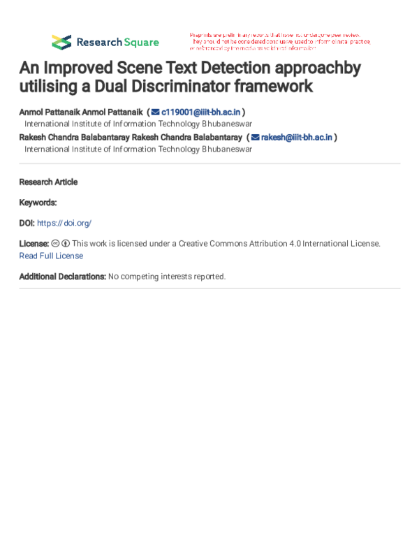 (PDF) An Improved Scene Text Detection approach by utilising a Dual ...