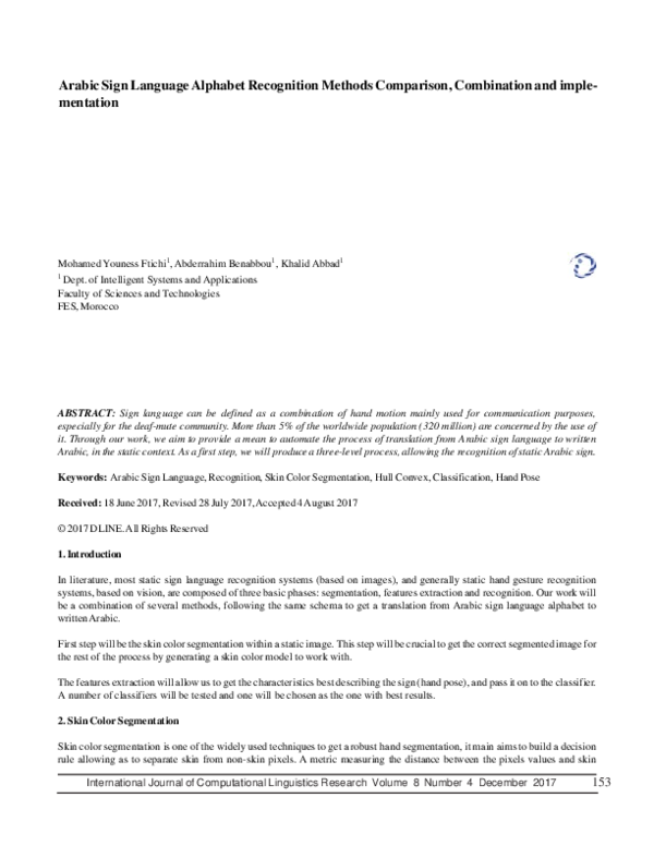 (PDF) Arabic Sign Language Alphabet Recognition Methods Comparison ...