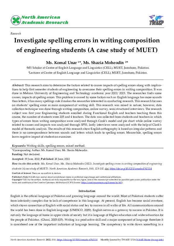 (PDF) Investigate spelling errors in writing composition of engineering ...
