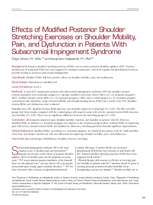 (PDF) Effects of Modified Posterior Shoulder Stretching Exercises on ...