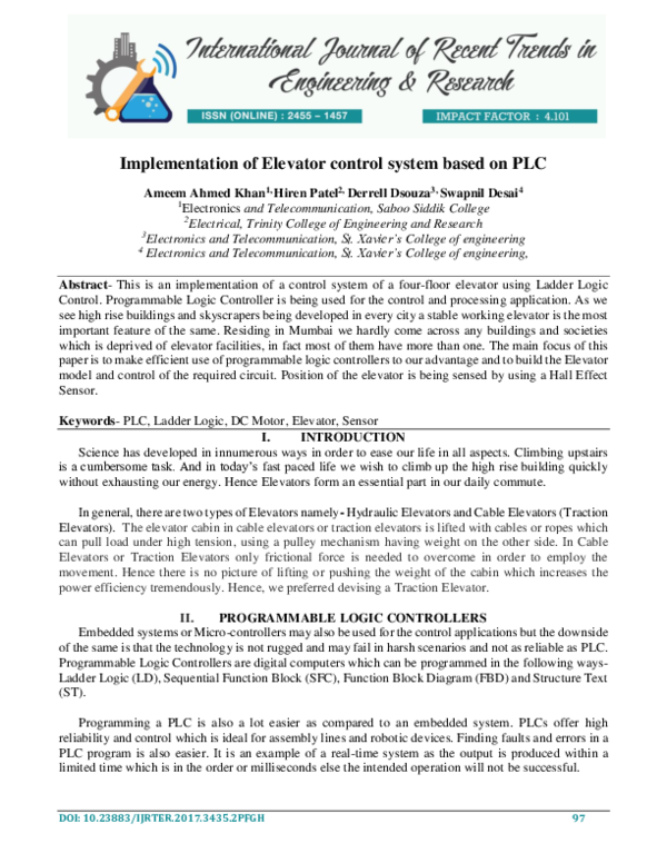 Implementation of Elevator control system based on PLC Implementation of Elevator control system based on PLC