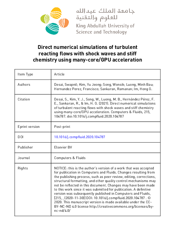 Pdf Direct Numerical Simulations Of Turbulent Reacting Flows With Shock Waves And Stiff