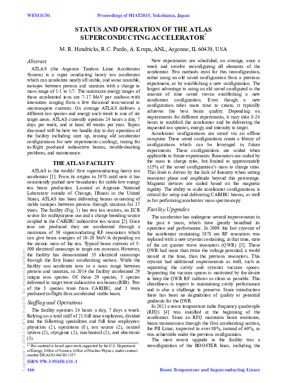 (PDF) Status and Operation of the ATLAS Superconducting Accelerator