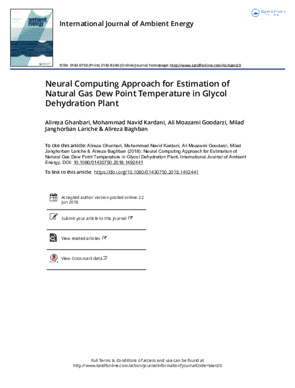 (PDF) Neural computing approach for estimation of natural gas dew point temperature in glycol ...