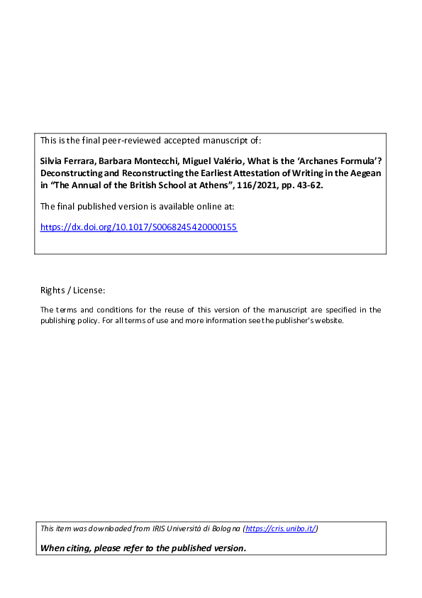 (PDF) What is the ‘Archanes Formula’? Deconstructing and Reconstructing ...