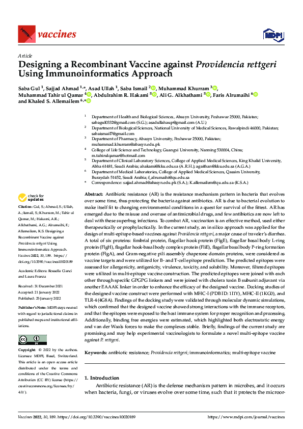 (PDF) Designing a Recombinant Vaccine against Providencia rettgeri ...