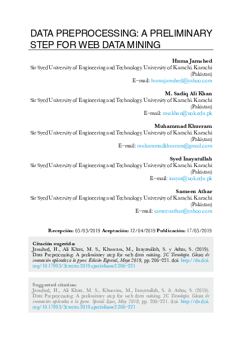 (PDF) Data Preprocessing: A preliminary step for web data mining
