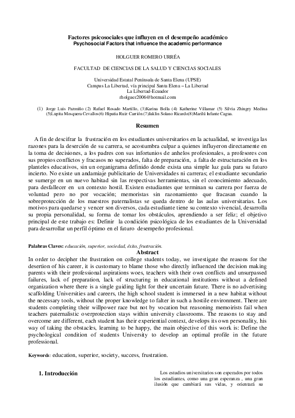 (PDF) Factores psicosociales que influyen en el desempeño académico