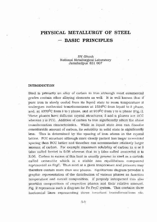 (PDF) Physical Metallurgy of Steel-Basic Principles