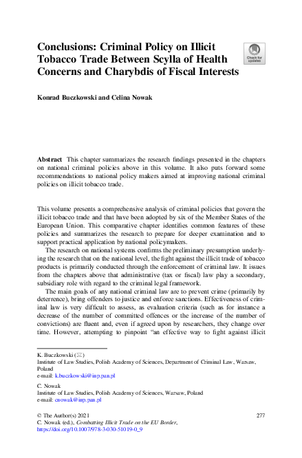 (PDF) Conclusions: Criminal Policy on Illicit Tobacco Trade Between ...