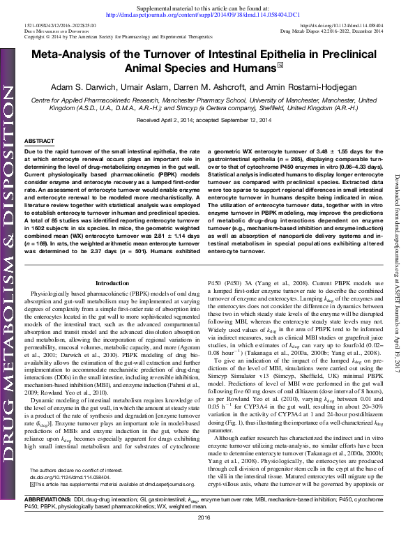 (PDF) Meta-analysis of the turnover of intestinal epithelia in ...