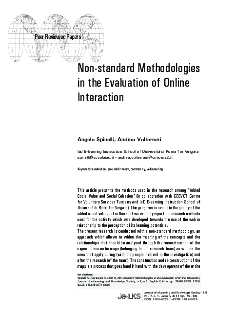(PDF) Non-standard Methodologies in the Evaluation of Online Interaction