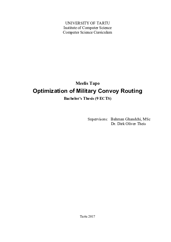 (PDF) Optimization of Military Convoy Routing