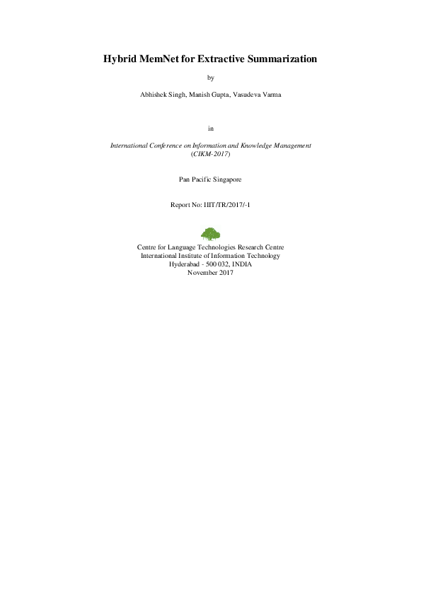 (PDF) Hybrid MemNet for Extractive Summarization