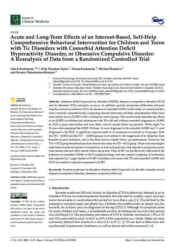 (PDF) Acute and Long-Term Effects of an Internet-Based, Self-Help Comprehensive Behavioral ...