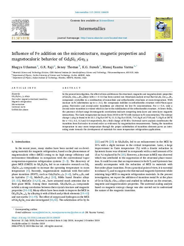 Pdf Fe Enhanced Magnetic And Magnetocaloric Properties