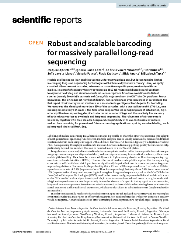 Pdf Robust And Scalable Barcoding For Massively Parallel Long Read
