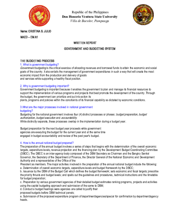 (DOC) Name: CRISTINA S. JULIO MAED -EM A1