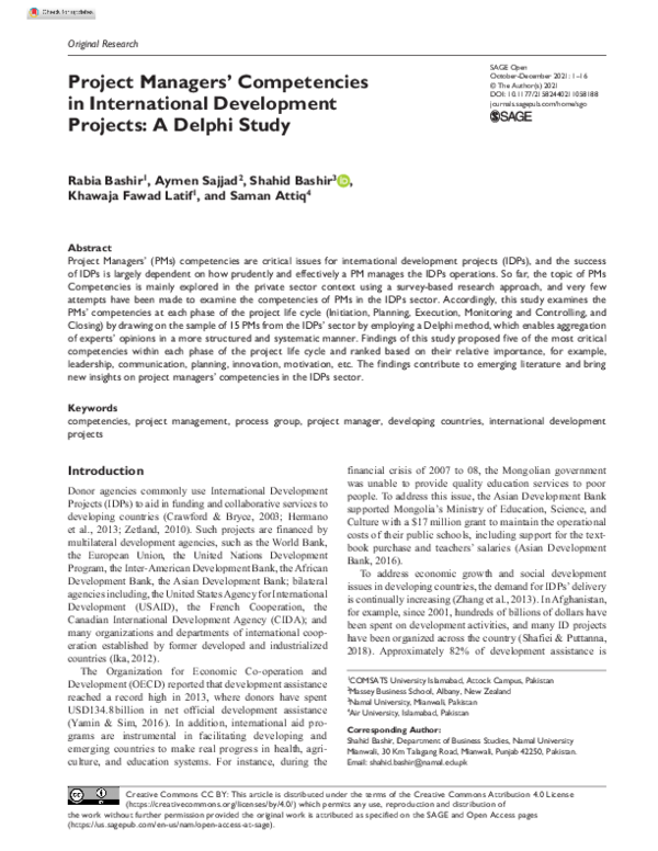 (PDF) Project Managers’ Competencies in International Development ...