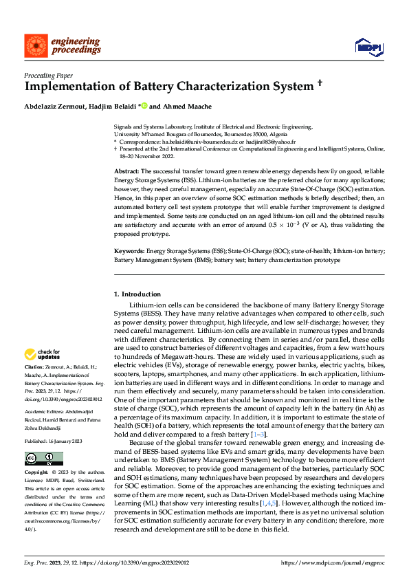 (PDF) Implementation of Battery Characterization System