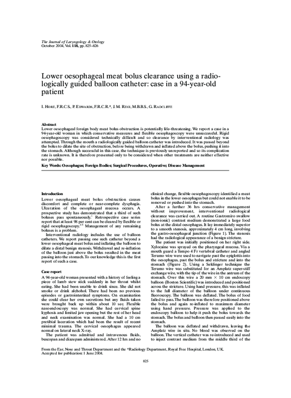 (PDF) Lower oesophageal meat bolus clearance using a radiologically ...