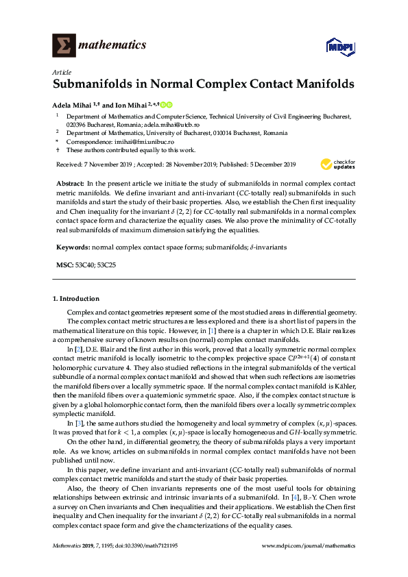 (PDF) Submanifolds in Normal Complex Contact Manifolds