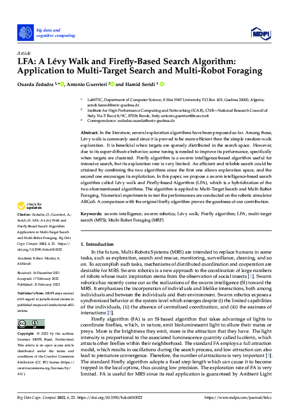 Pdf Lfa A Lévy Walk And Firefly Based Search Algorithm Application