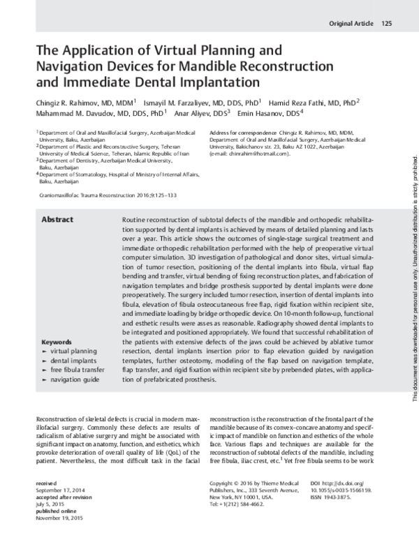 (PDF) The Application of Virtual Planning and Navigation Devices for ...