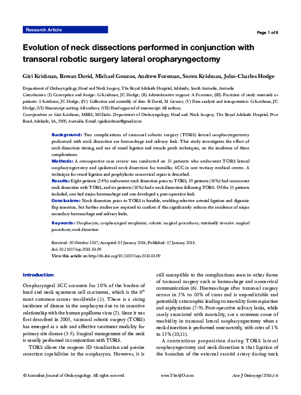 (PDF) Evolution of neck dissections performed in conjunction with ...
