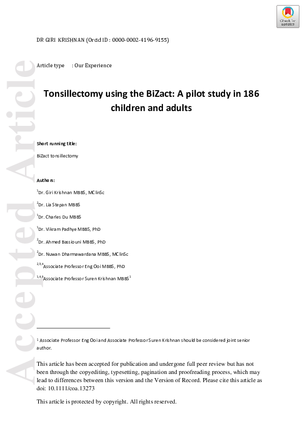 (PDF) Tonsillectomy using the BiZact: A pilot study in 186 children and ...