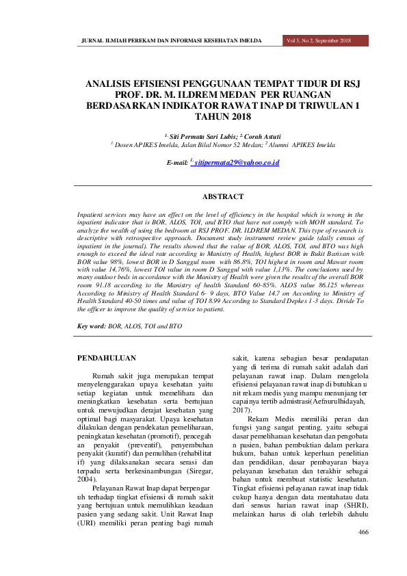 (PDF) Analisis Efisiensi Penggunaan Tempat Tidur DI RSJ Prof. Dr. M ...