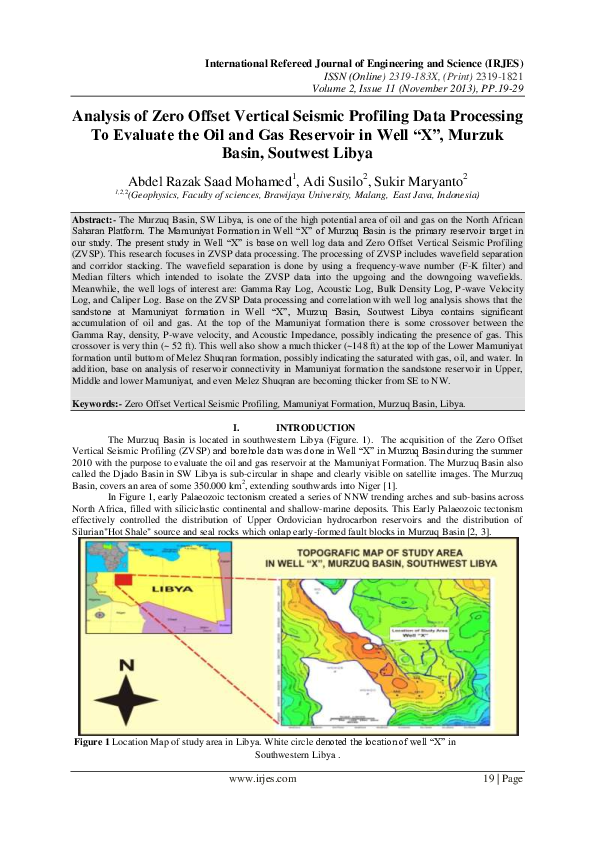 (PDF) Analysis of Zero Offset Vertical Seismic Profiling Data ...