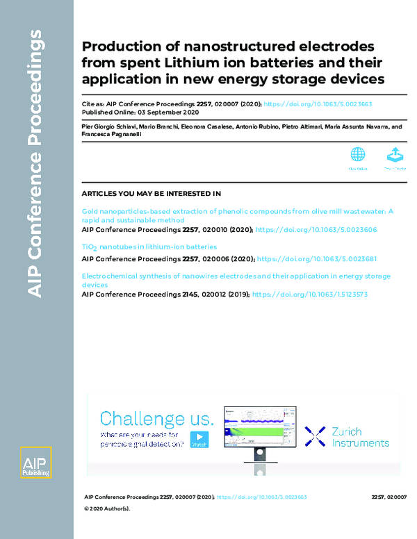 (PDF) Production of nanostructured electrodes from spent Lithium ion batteries and their ...
