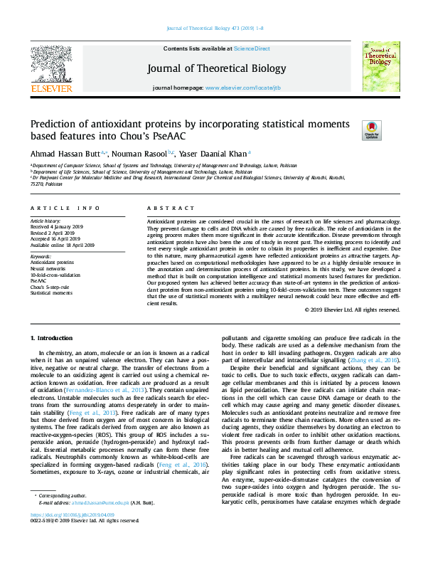 (PDF) Prediction of antioxidant proteins by incorporating statistical moments based features ...