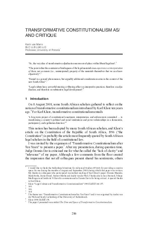 Pdf Transformative Constitutionalism As And Critique