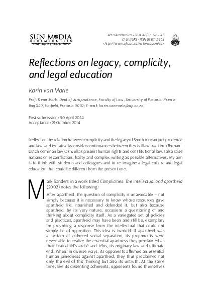 (PDF) Reflections on legacy, complicity, and legal education