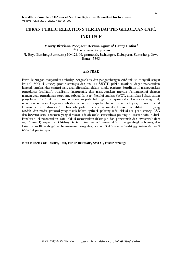 (PDF) Peran Public Relations Terhadap Pengelolaan Café Inklusif