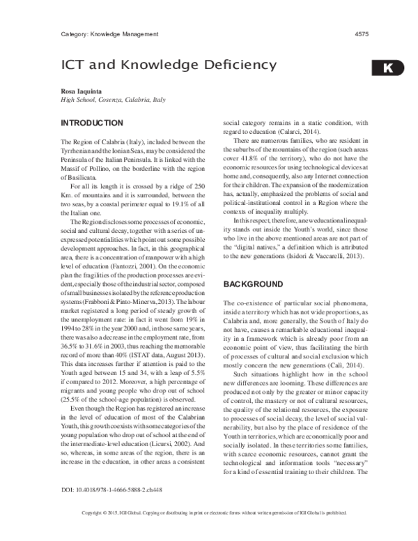 (PDF) ICT and Knowledge Deficiency
