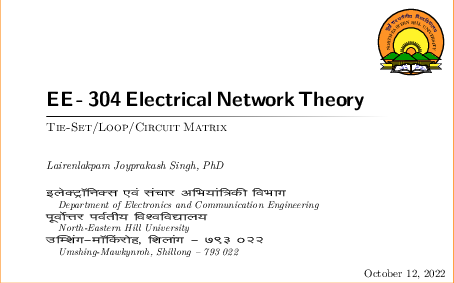 (PDF) Tie-Set/Loop/Circuit Matrix [Class Note #3: 2022 - 23 ...
