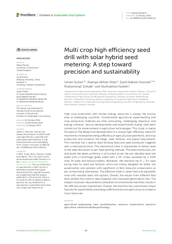 (PDF) Multi crop high efficiency seed drill with solar hybrid seed metering: A step toward ...