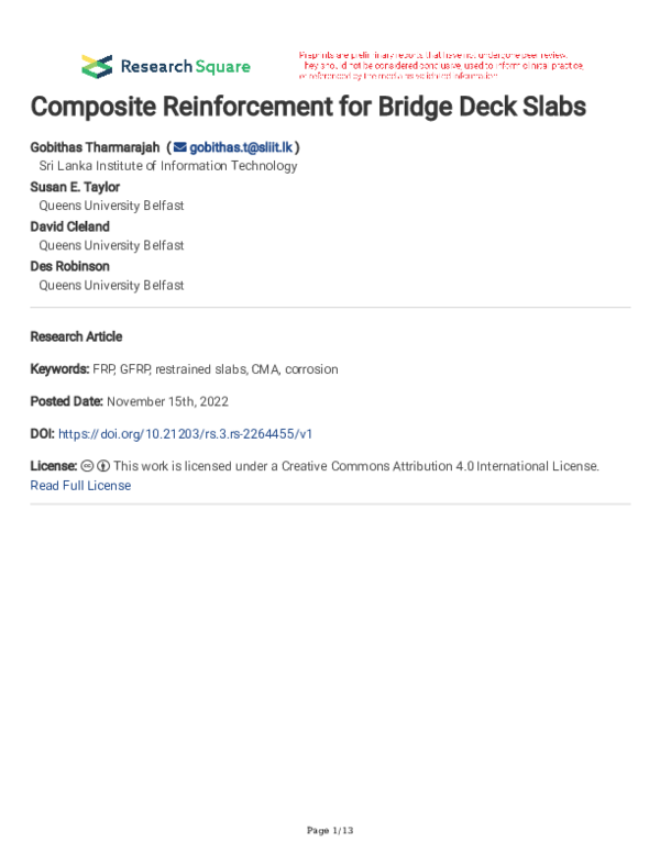(PDF) Composite Reinforcement for Bridge Deck Slabs