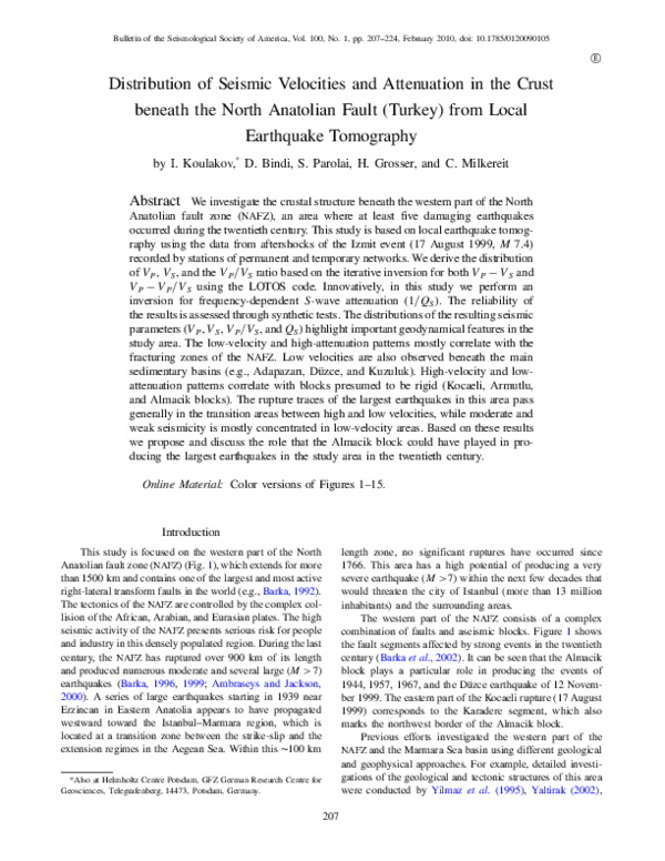 (PDF) Distribution of Seismic Velocities and Attenuation in the Crust ...