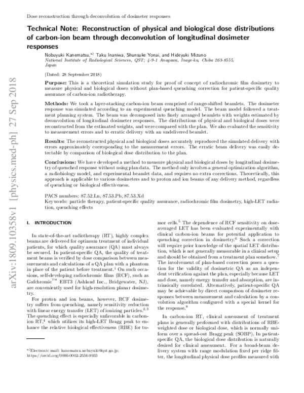 (PDF) Technical Note: Reconstruction of physical and biological dose ...