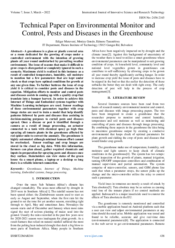 (PDF) Technical Paper on Environmental Monitor and Control, Pests and ...