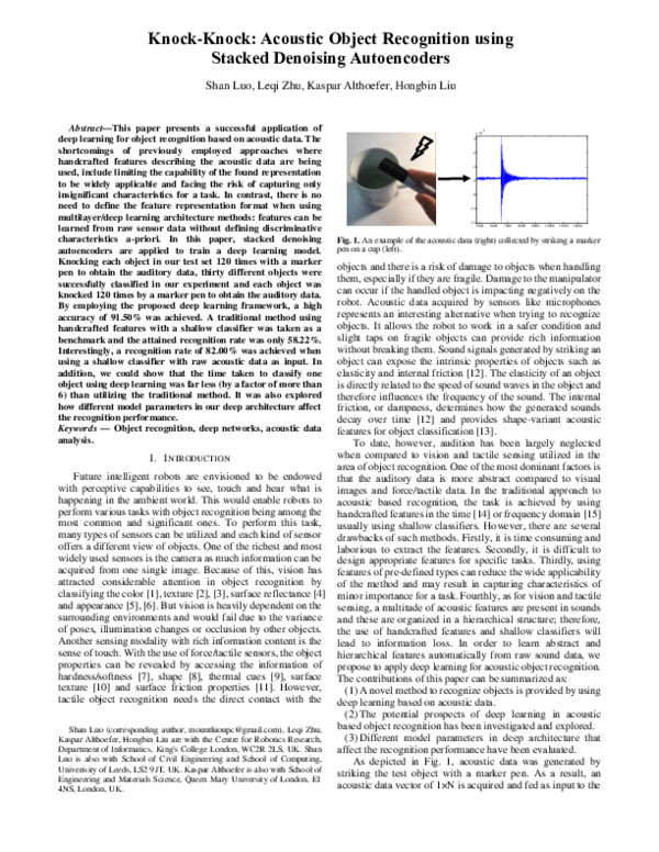 (PDF) Knock-Knock: Acoustic object recognition by using stacked denoising autoencoders