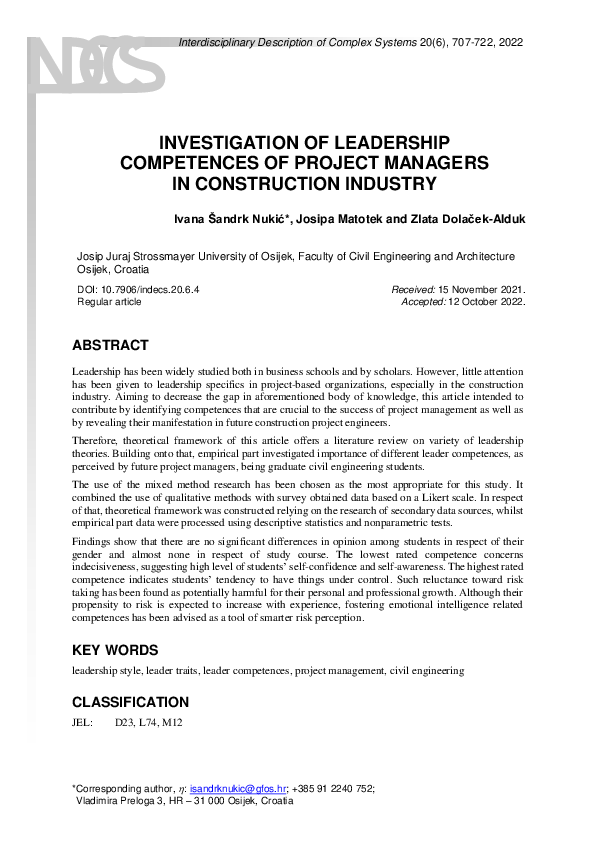 (PDF) Investigation of Leadership Competences of Project Managers in ...