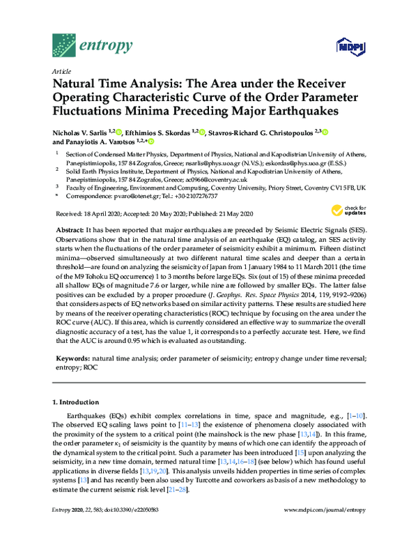 (PDF) Natural Time Analysis: The Area under the Receiver Operating ...