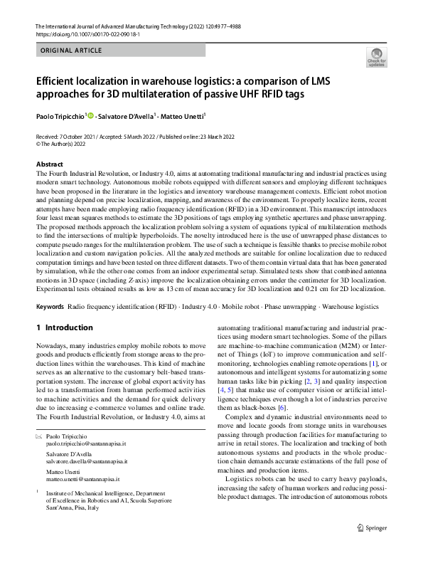 (PDF) Efficient localization in warehouse logistics: a comparison of LMS approaches for 3D ...