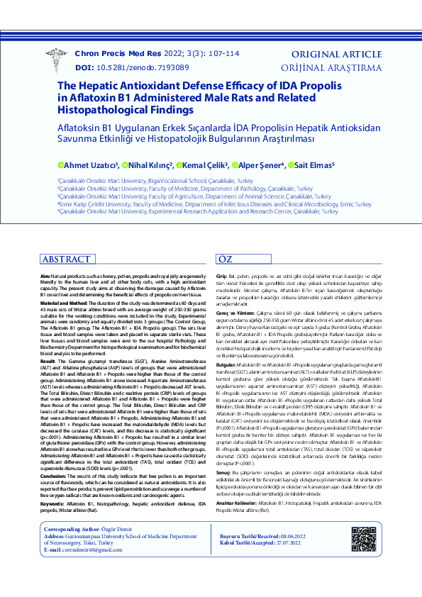 (PDF) The Hepatic Antioxidant Defense Efficacy of IDA Propolis in ...